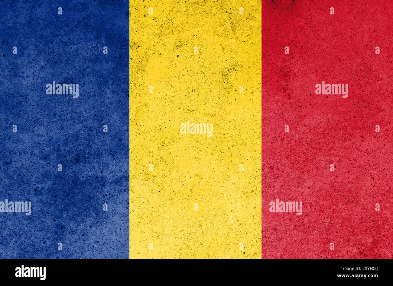 Flag of Romania painted on the concrete wall Stock Photo - Alamy