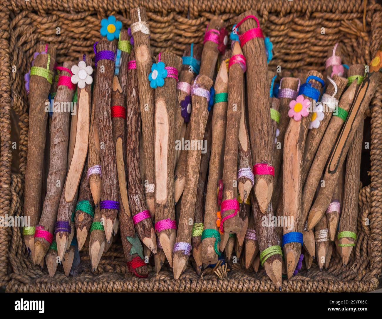 Color pencil made from real stick wood Stock Photo - Alamy