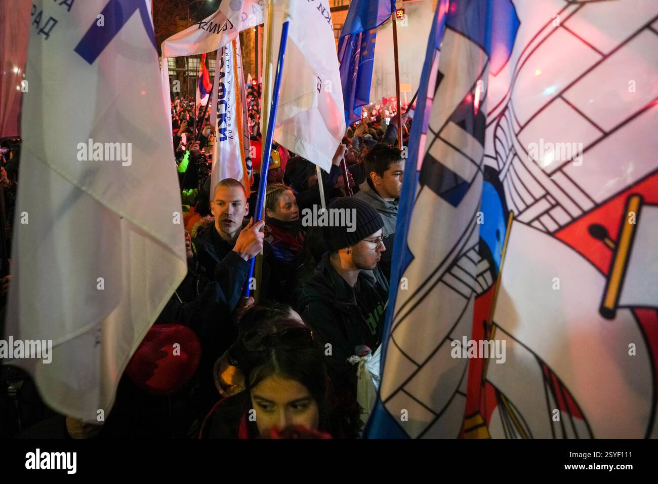 Students arrive in the Serbian town of Nis to protest the deaths of 15 ...