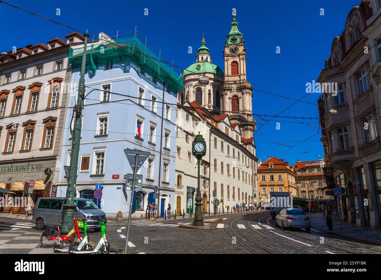 Bustling urban square features historic buildings hi-res stock ...