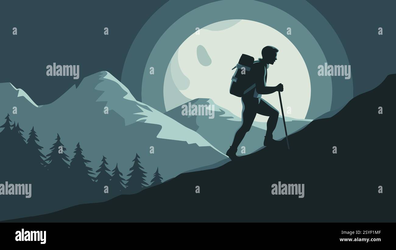 Minimalist mountain moon night hi-res stock photography and images - Alamy