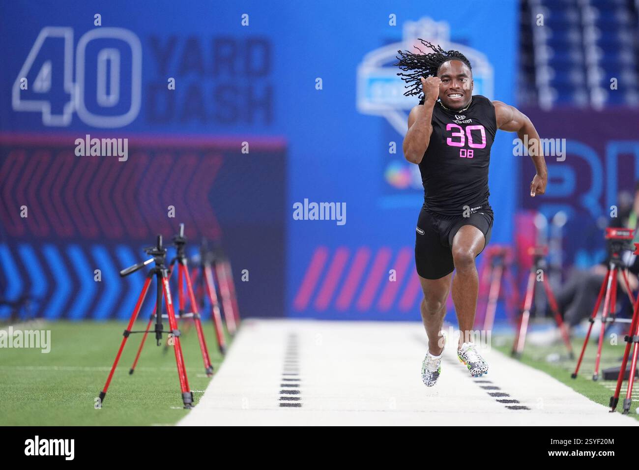 Western Kentucky defensive back Upton Stout runs the 40-yard dash at ...