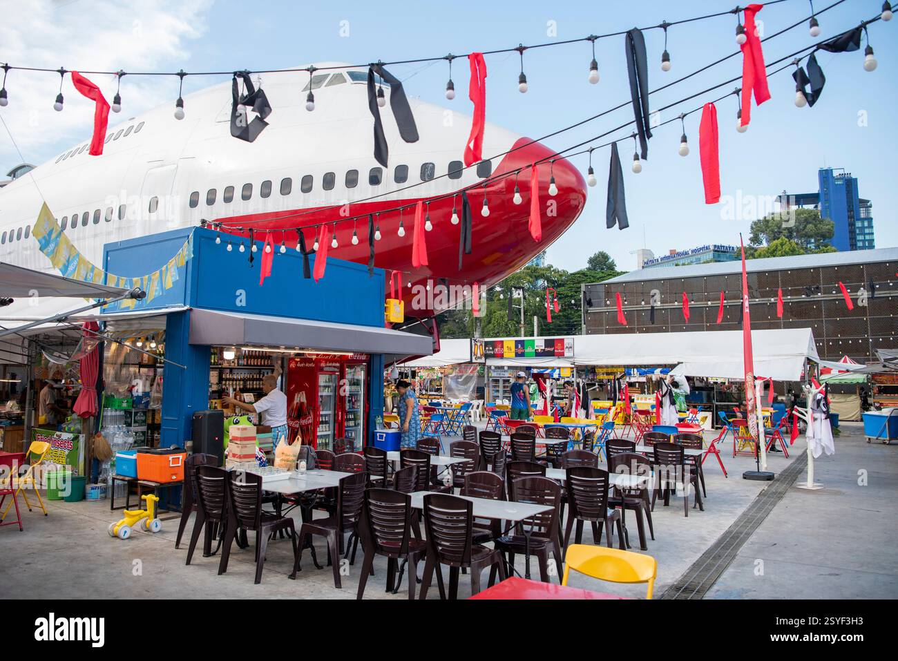the Airplane or Runway Night Street Food Market at Pattaya Dai Song ...