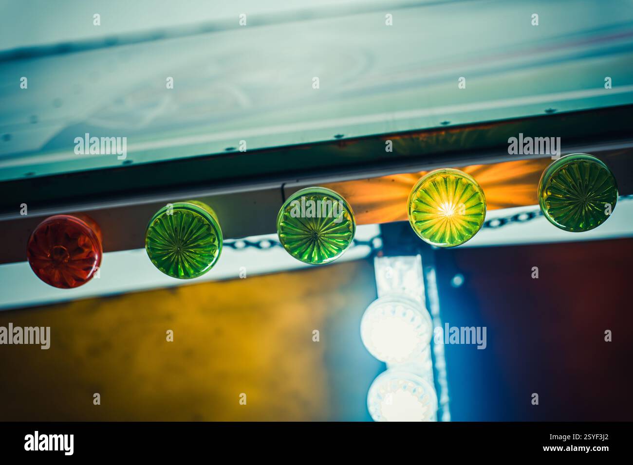 Vintage Lights on Autodrome Ride Stock Photo - Alamy