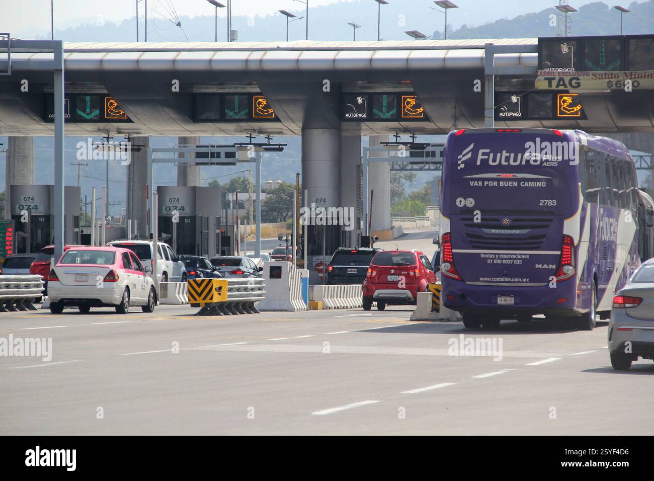 Mexico City, Mexico - Jan 1 2025: Toll booth at the exit to the CDMX ...