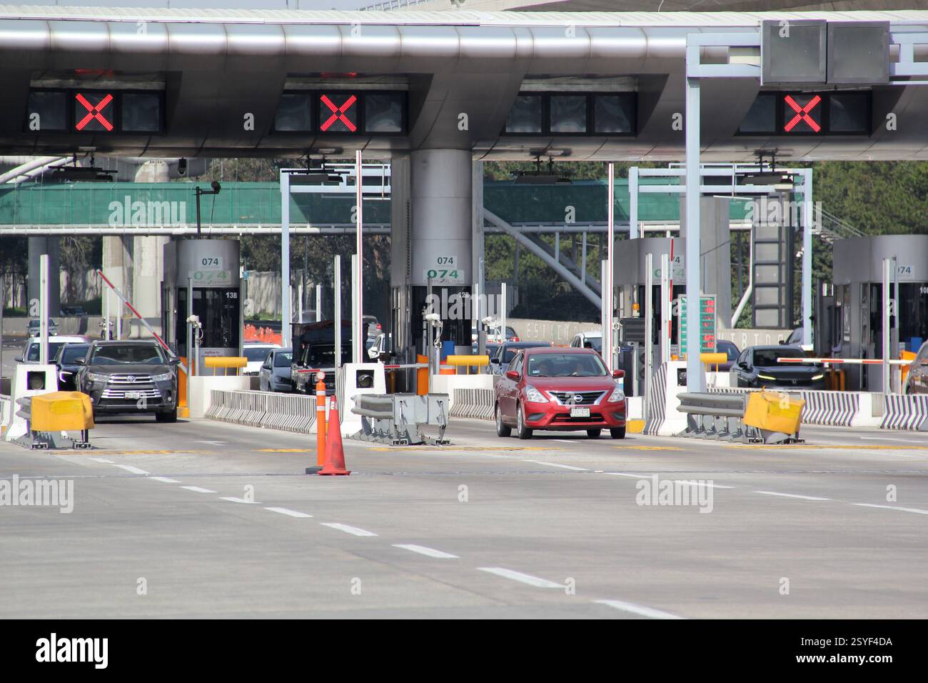 Mexico City, Mexico - Jan 1 2025: Toll booth at the exit to the CDMX ...