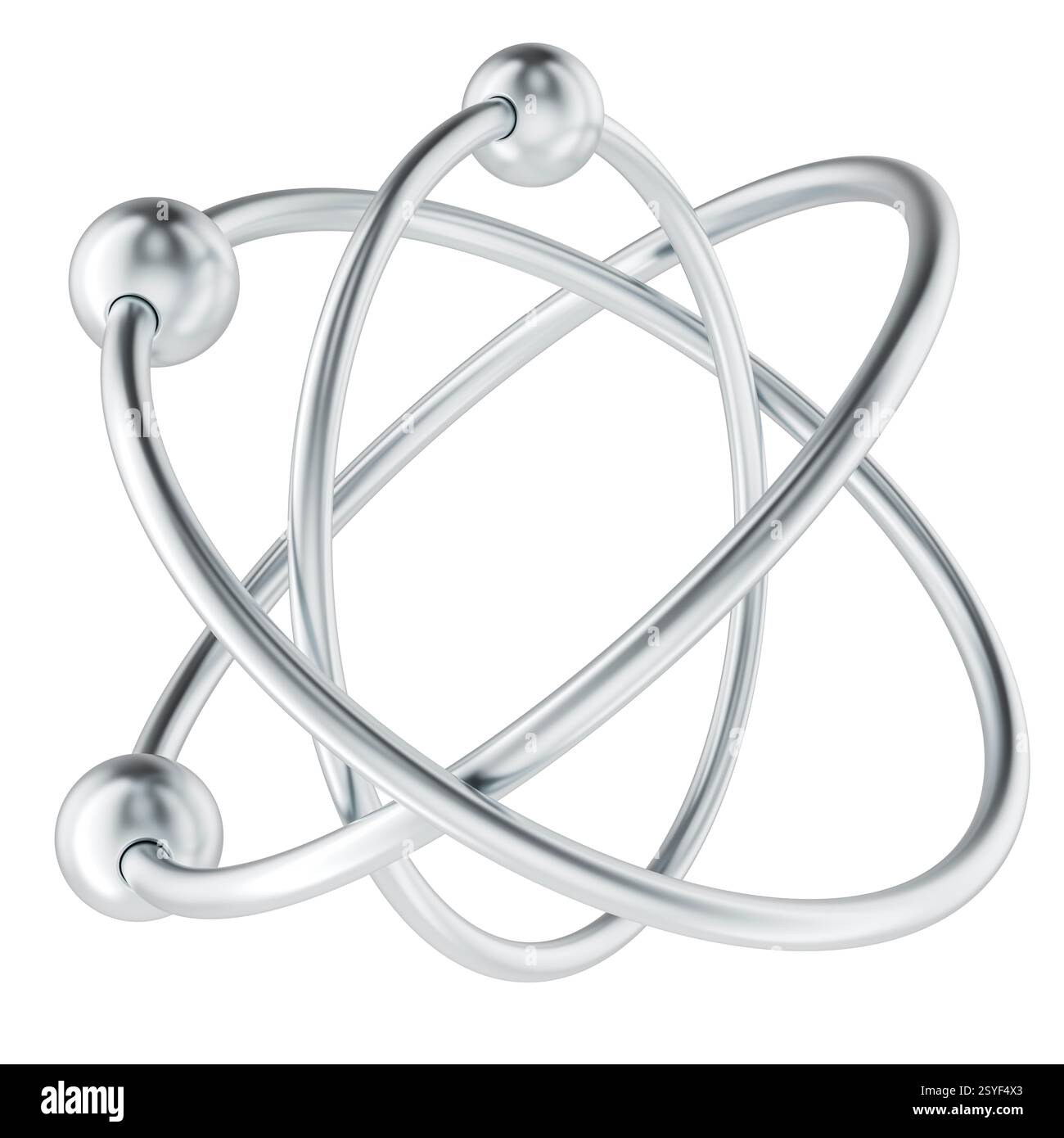 Atom Structure, metallic. 3D rendering isolated on white background ...
