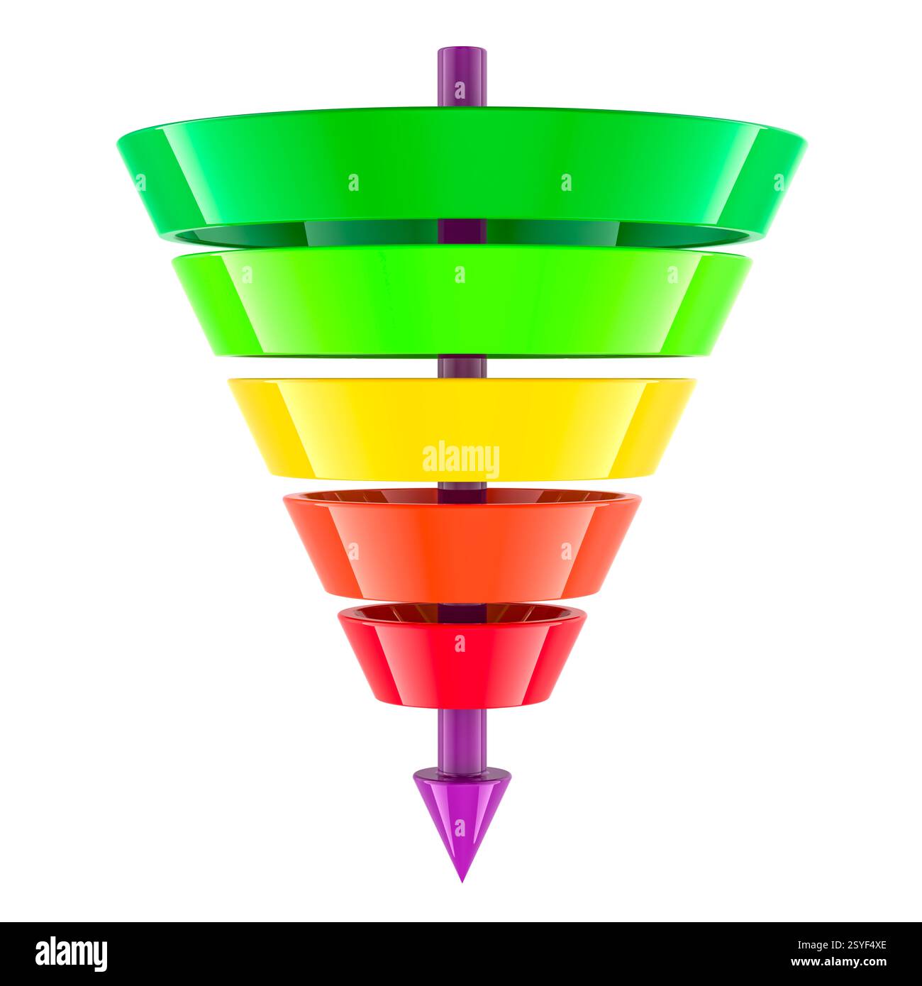 Marketing funnel or sales funnel. 3D rendering isolated on white ...