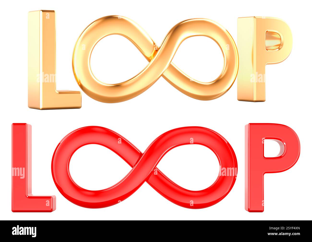 Loop concept with infinity symbol, 3D rendering isolated on white ...