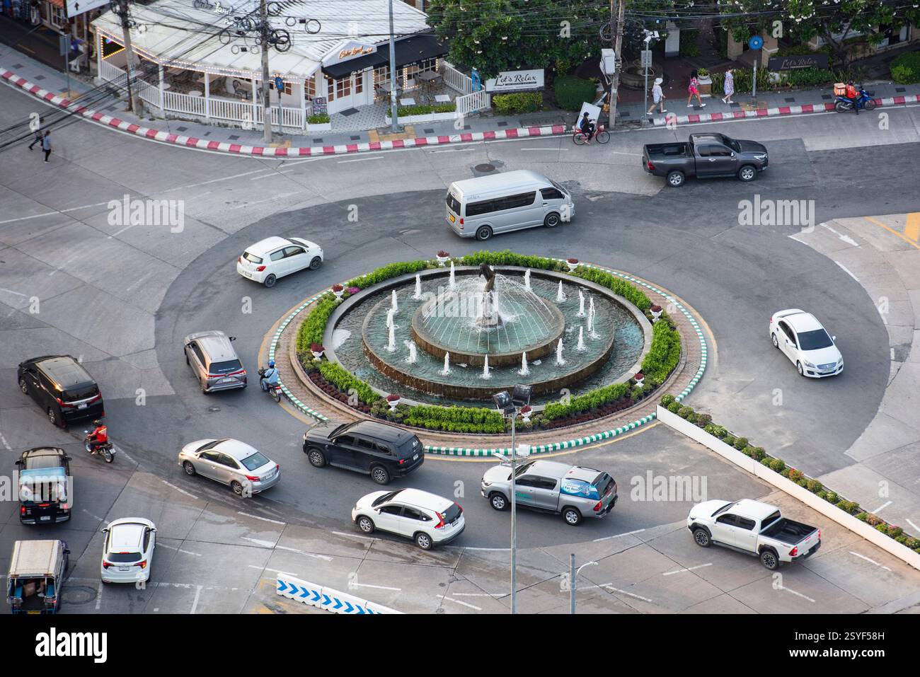 view of the dolphin traffic roundabout at Terminal 21 Mall in Naklua ...
