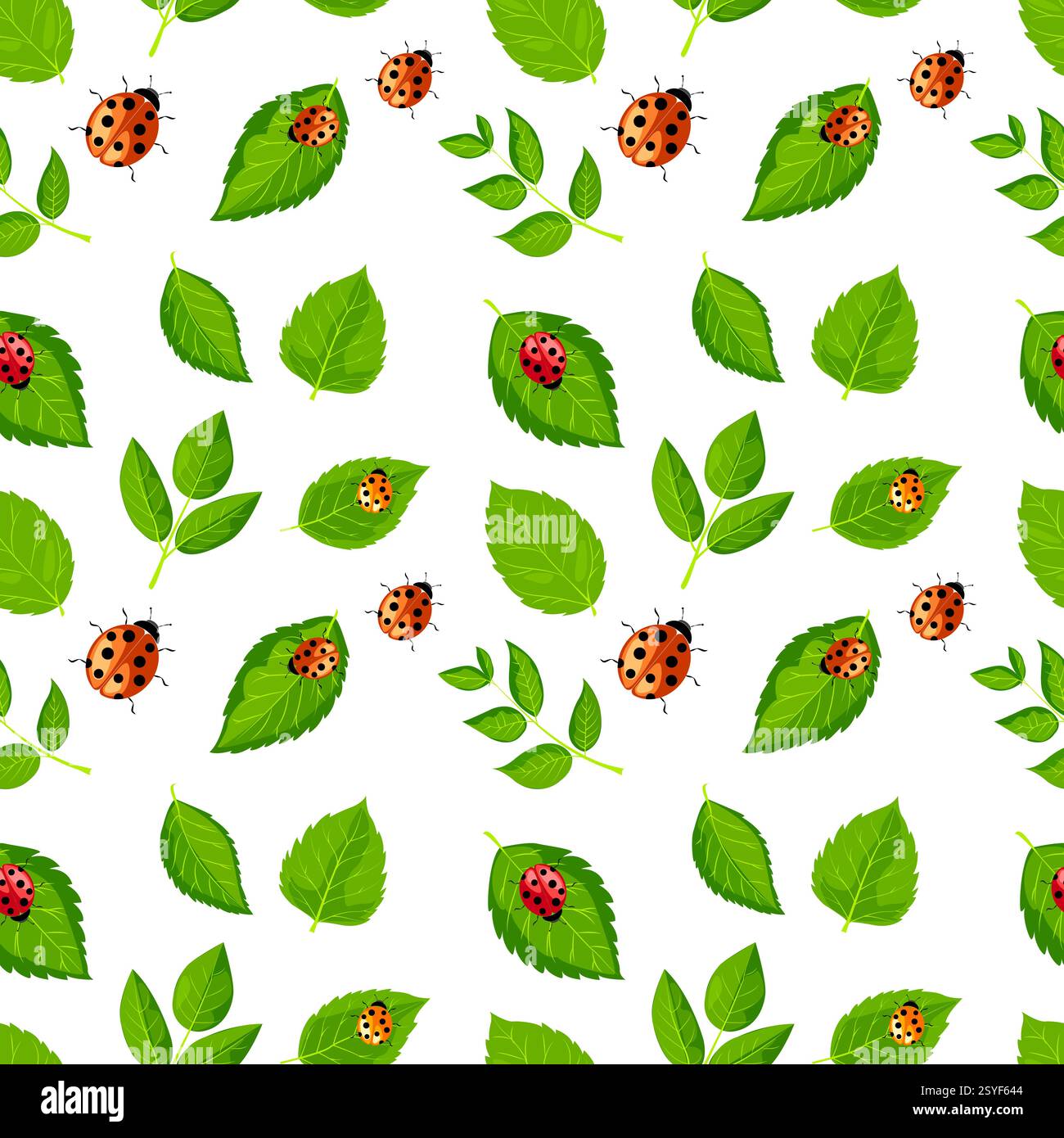 Seamless vector pattern featuring vibrant green leaves and colorful ...