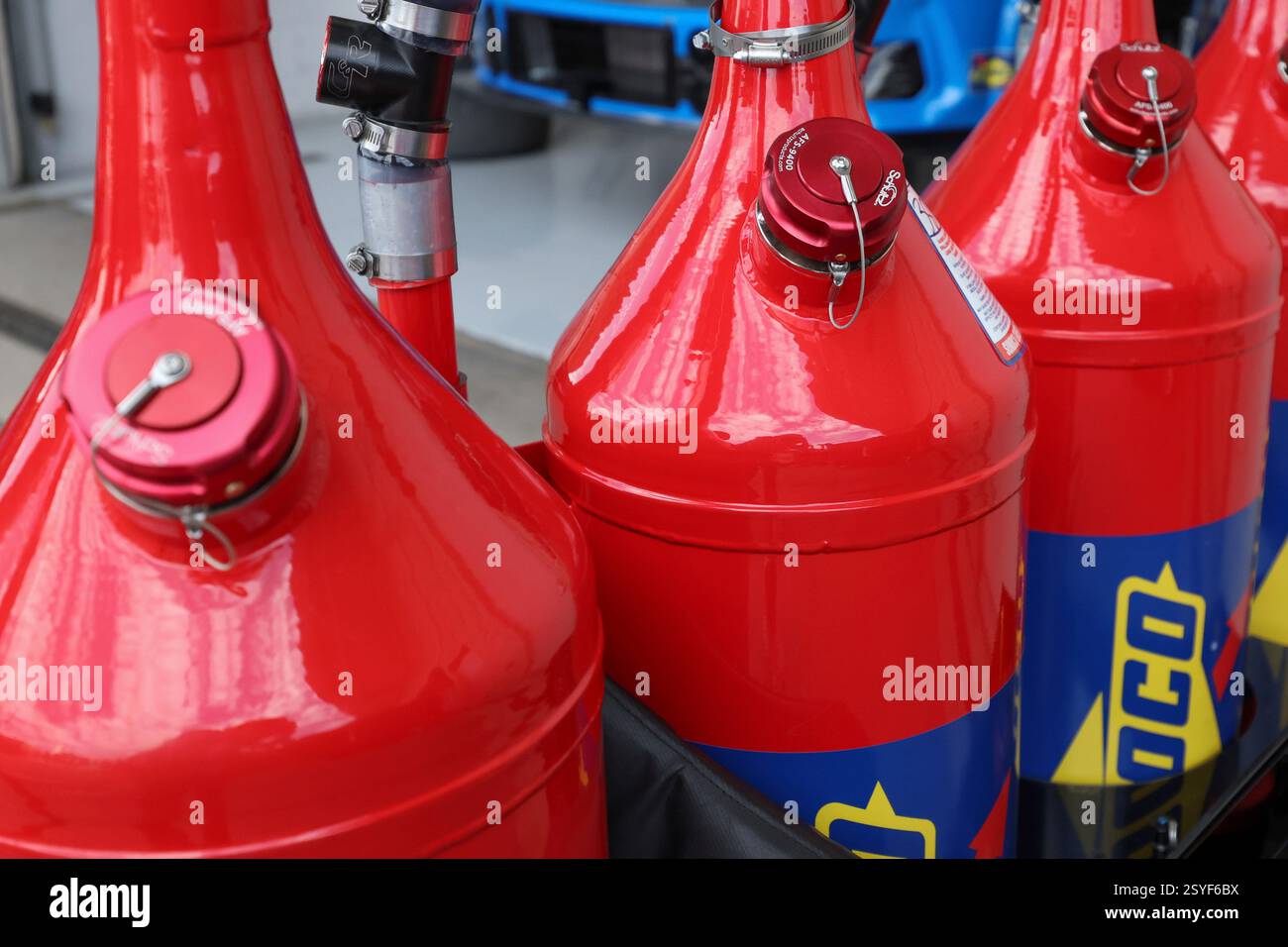 AUSTIN, TX - FEBRUARY 28: Sunoco gas canisters are lined up ahead of ...