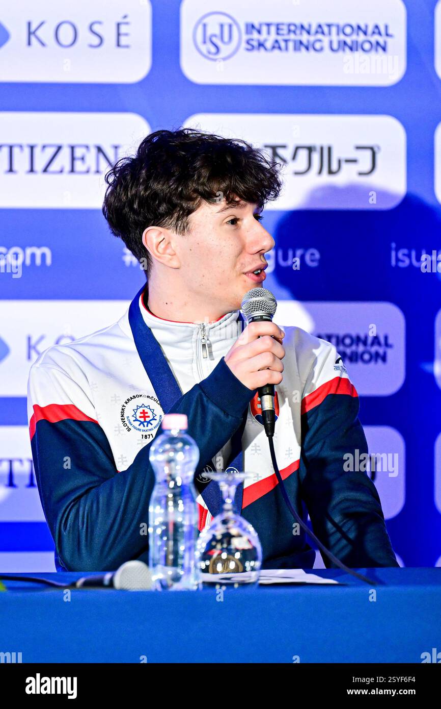 Adam HAGARA (SVK), during Junior Men Press Conference, at the ISU World ...