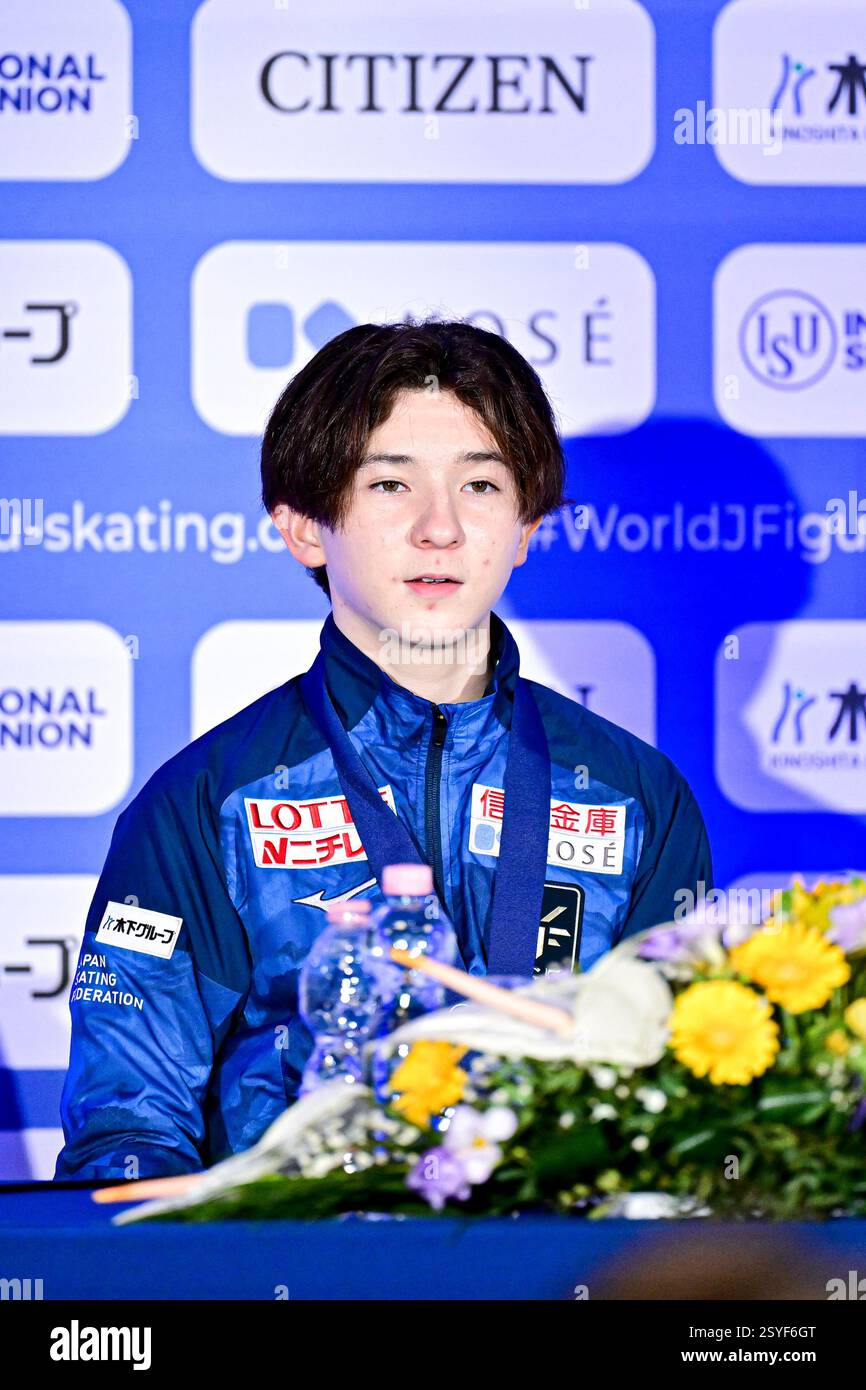Rio NAKATA (JPN), during Junior Men Press Conference, at the ISU World ...