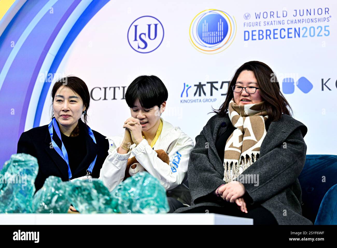 Minkyu SEO (KOR), at Kiss & Cry, during Junior Men Free Skating, at the ISU World Junior Figure ...