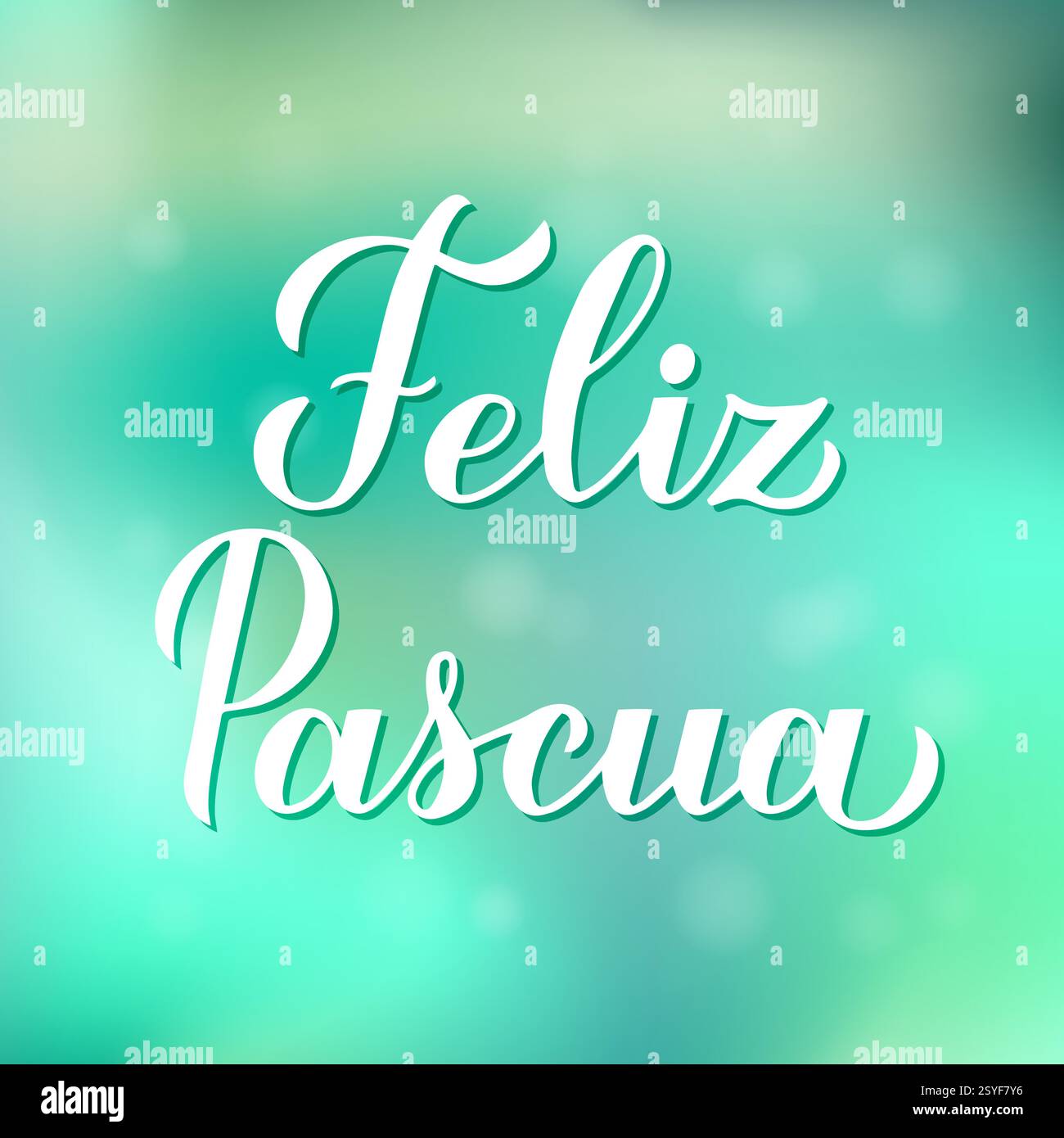 Happy Easter calligraphy hand lettering in Spanish language on green ...