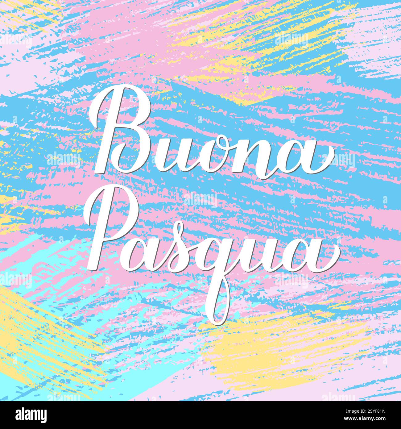 Happy Easter calligraphy hand lettering in Italian language on colorful ...
