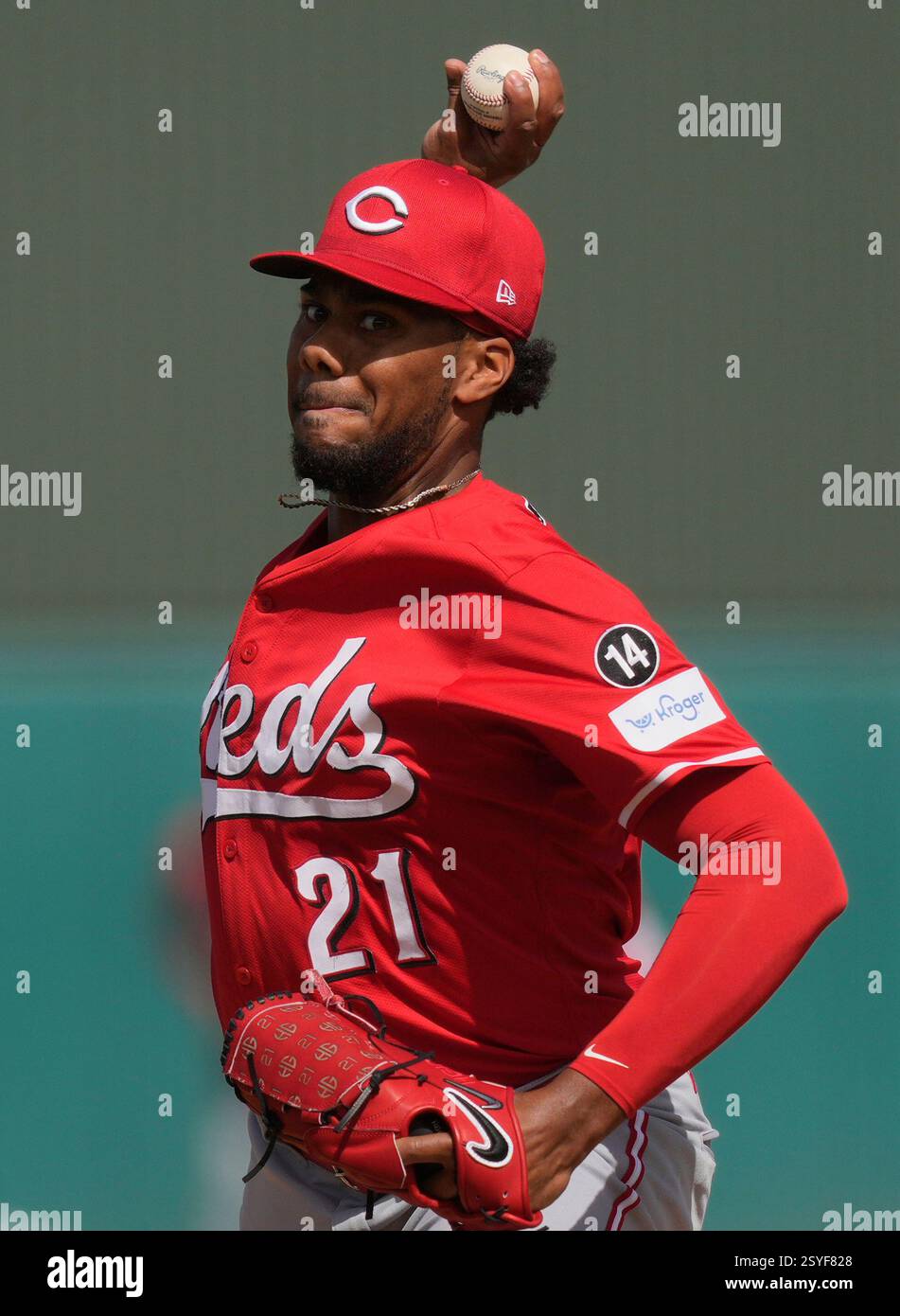 Cincinnati Reds pitcher Hunter Greene throws during the first inning of ...