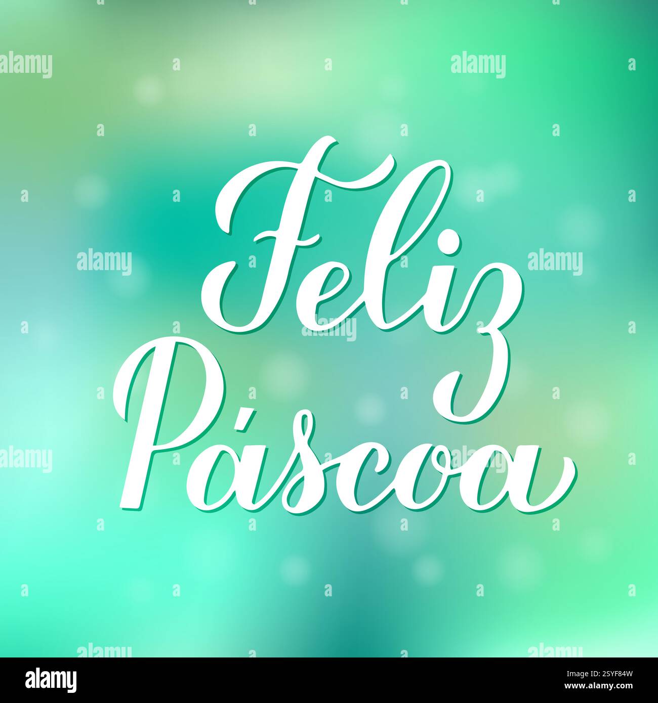 Happy Easter calligraphy hand lettering in Portuguese language on green ...