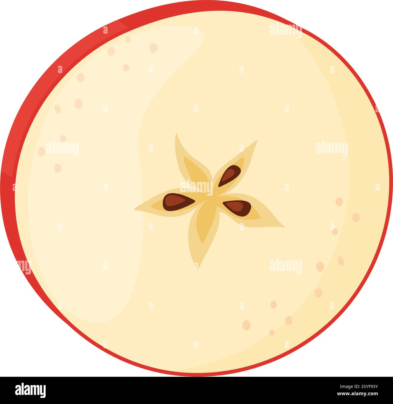 Red ripe apple slice, fresh garden fruit. Hand drawn food clipart ...