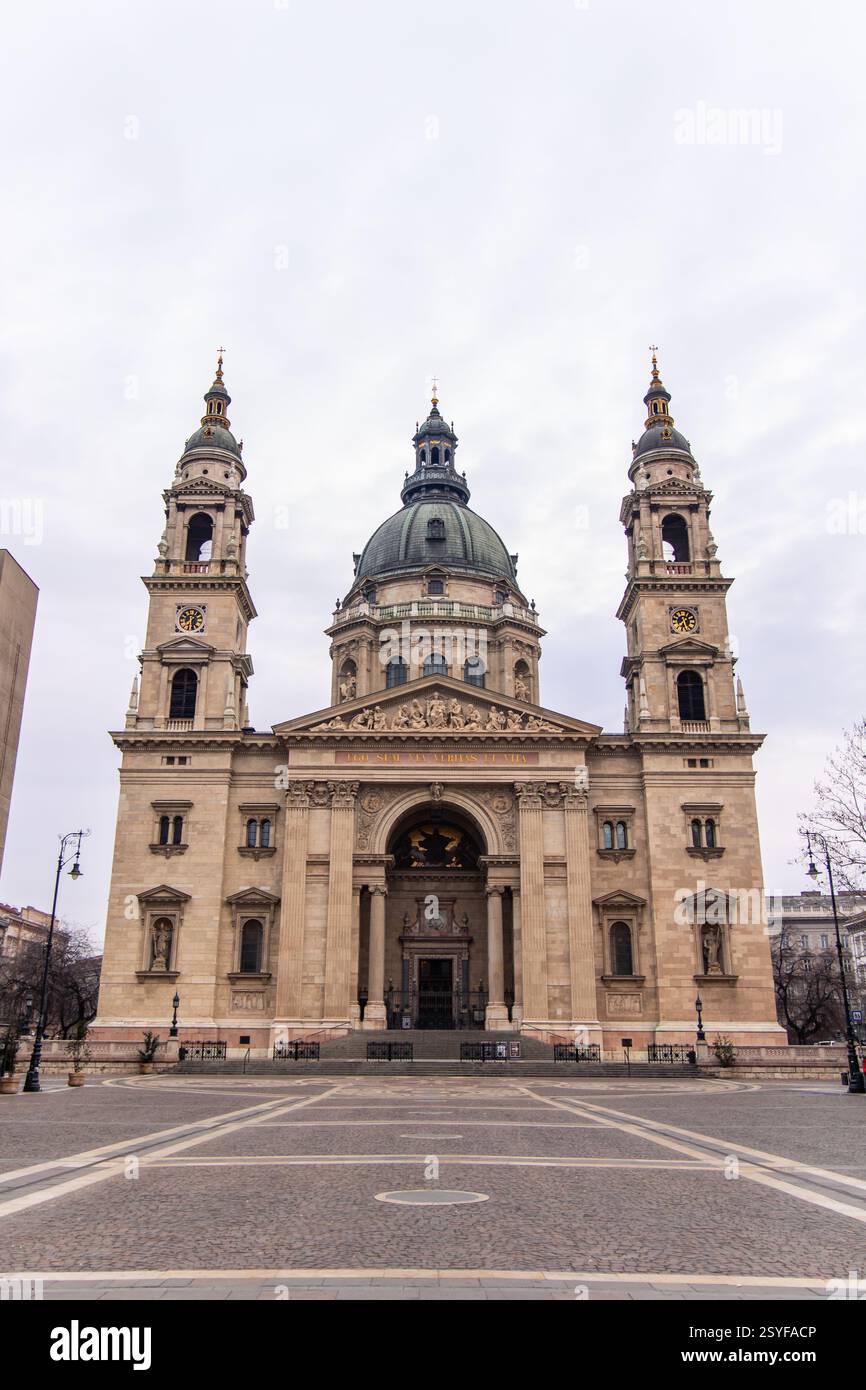 02-17-2025, Budapest. vertical St. Stephen's Basilica in Budapest ...