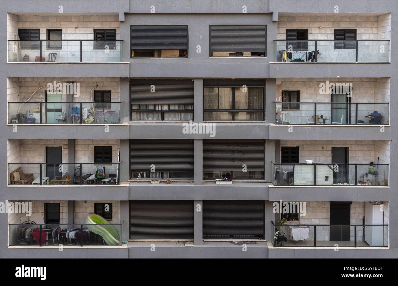 Facade of Modern Apartment Building in Israel with Balconies and Grey ...