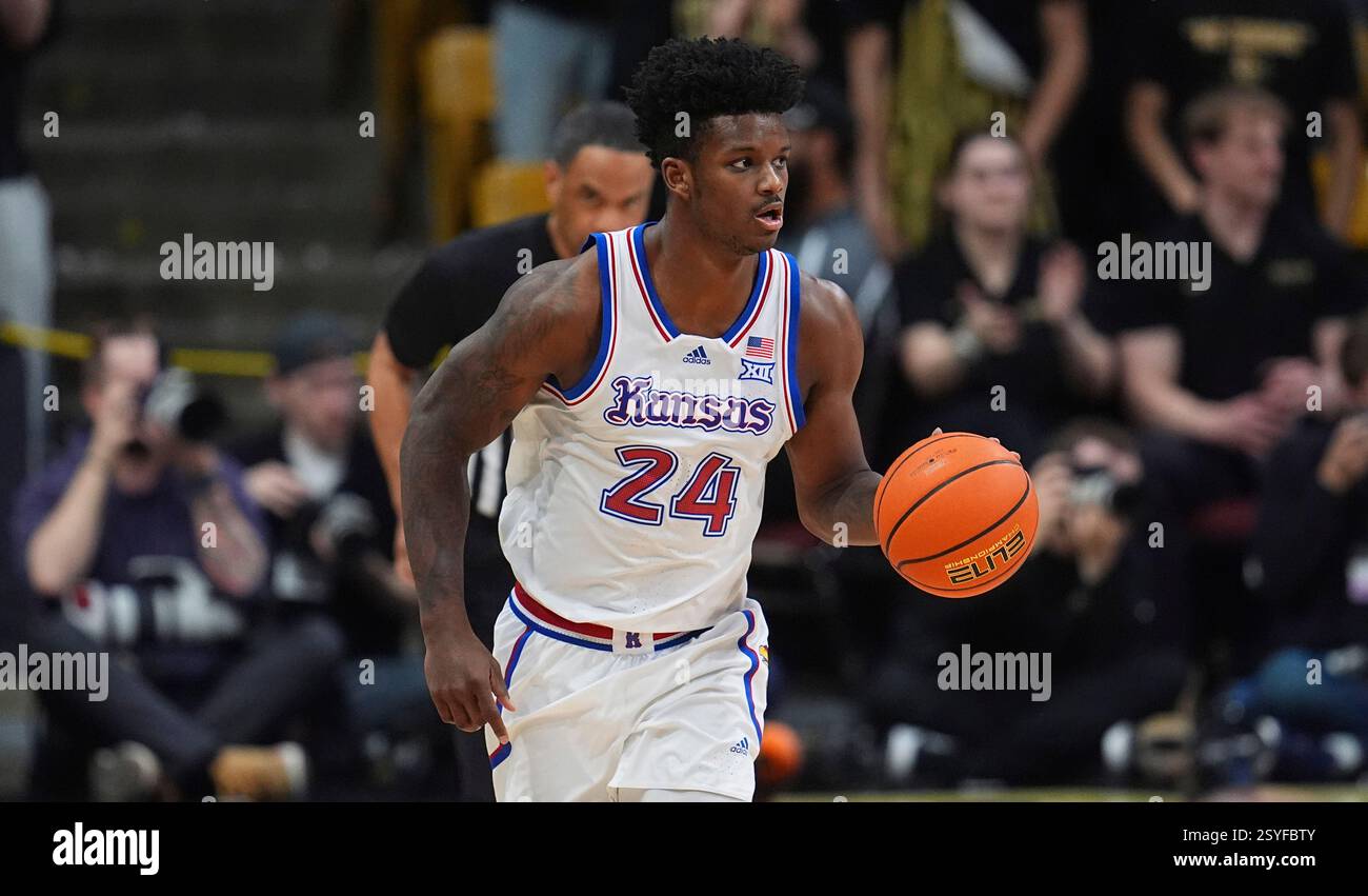 Kansas forward KJ Adams Jr. (24) in the first half of an NCAA college ...