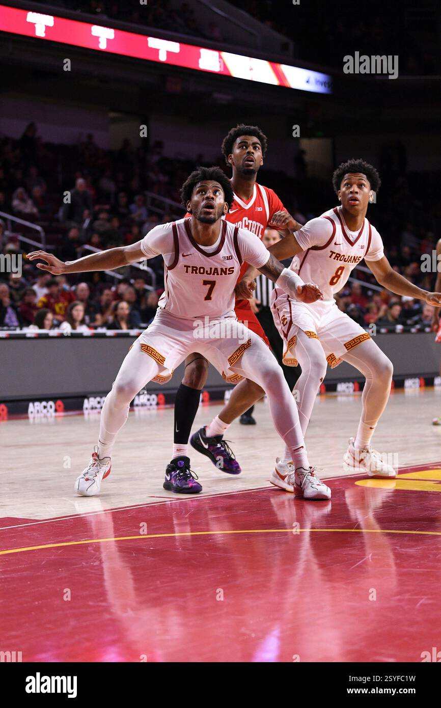LOS ANGELES, CA - FEBRUARY 26: USC Trojans guard Chibuzo Agbo (7) and ...