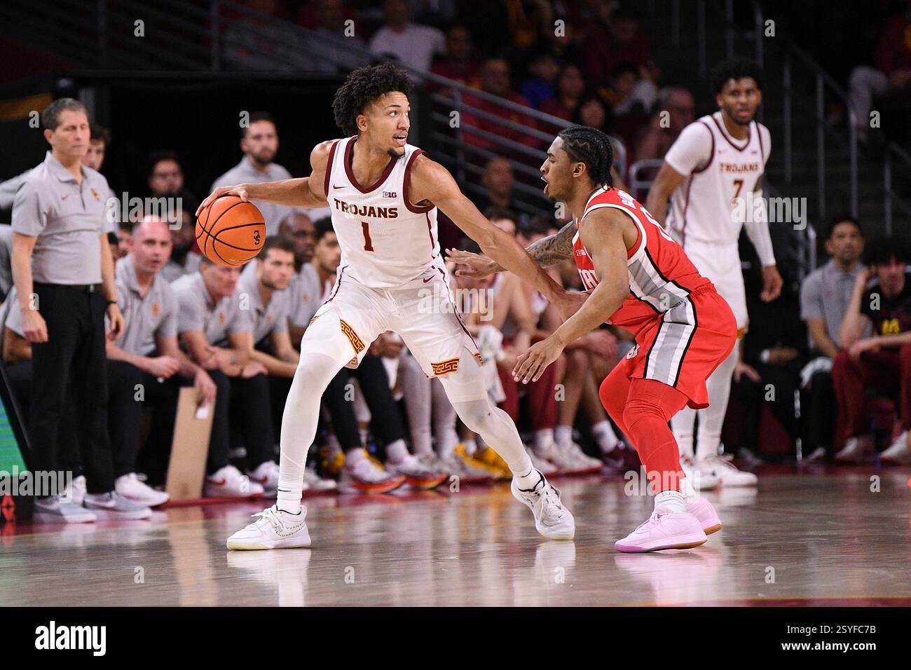 LOS ANGELES, CA - FEBRUARY 26: USC Trojans guard Desmond Claude (1 ...