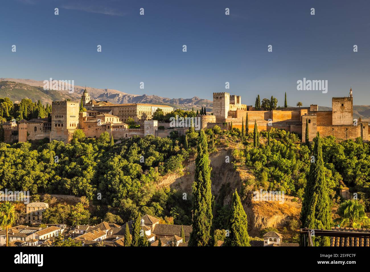 Panorama of the Alhambra from the Mirador de San Nicolas viewpoint in ...