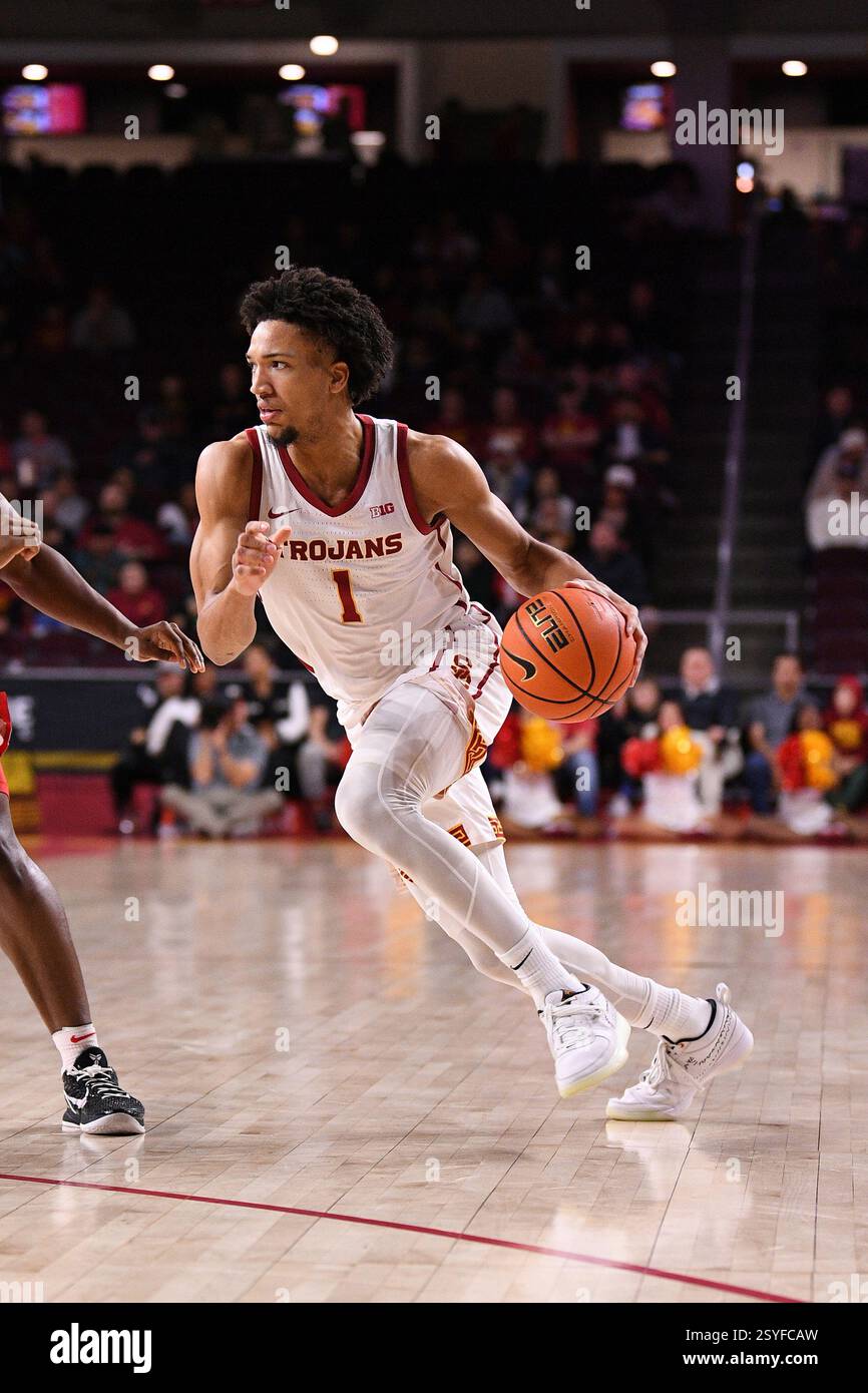LOS ANGELES, CA - FEBRUARY 26: USC Trojans guard Desmond Claude (1 ...
