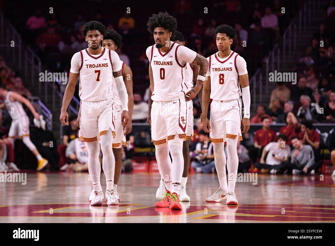 LOS ANGELES, CA - FEBRUARY 26: USC Trojans guard Chibuzo Agbo (7), USC ...