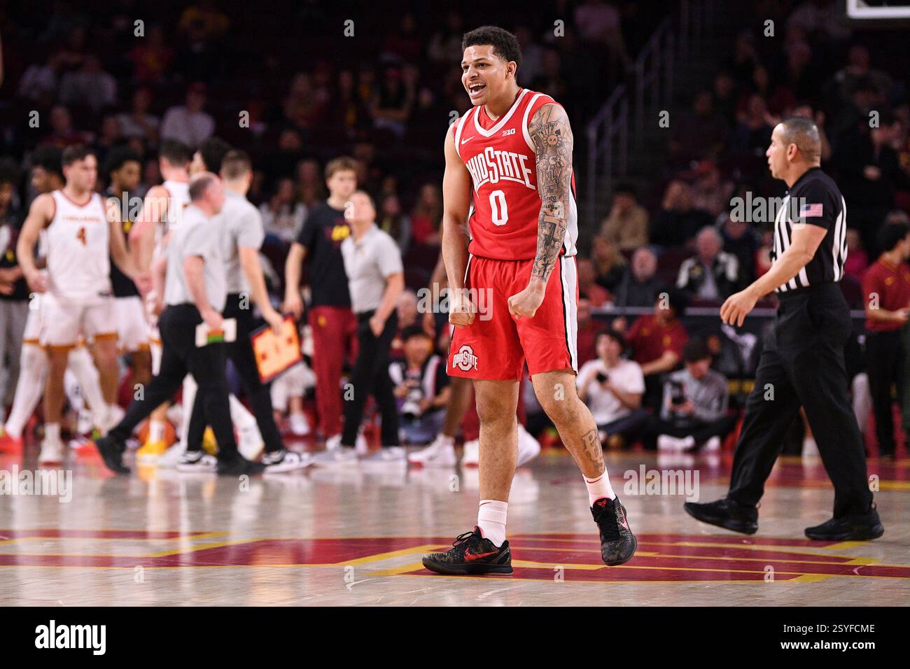 LOS ANGELES, CA - FEBRUARY 26: Ohio State Buckeyes guard John Mobley Jr ...