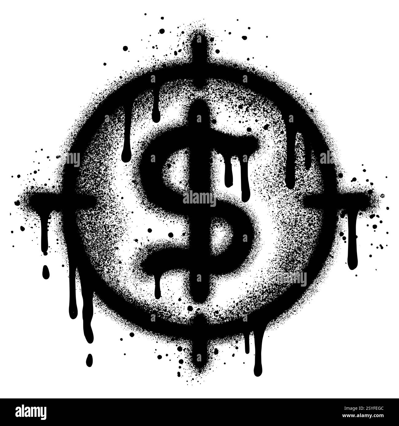Spray Painted Graffiti Target Dollar Icon Sprayed isolated with a white ...