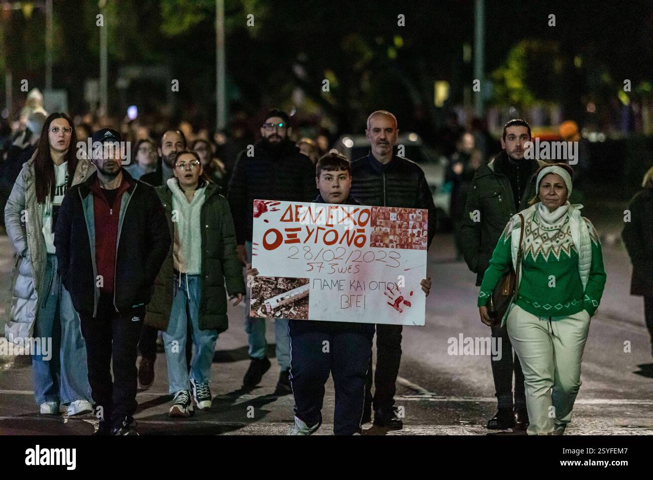 Cyprus : Tempi railway crash protest The banner reads I have no oxygen ...