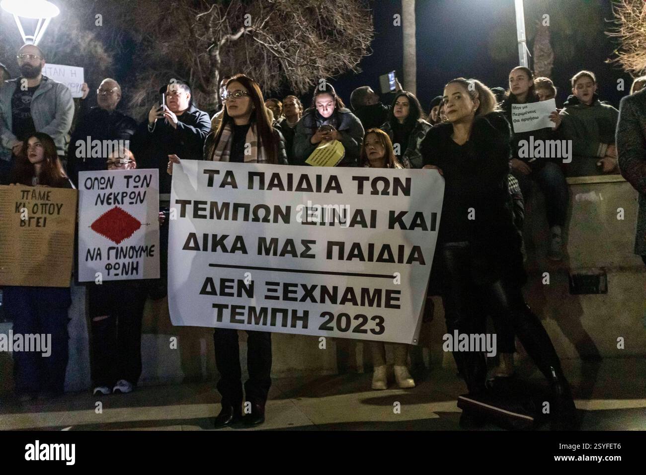 Cyprus : Tempi railway crash protest The placard reads Tempi s children ...