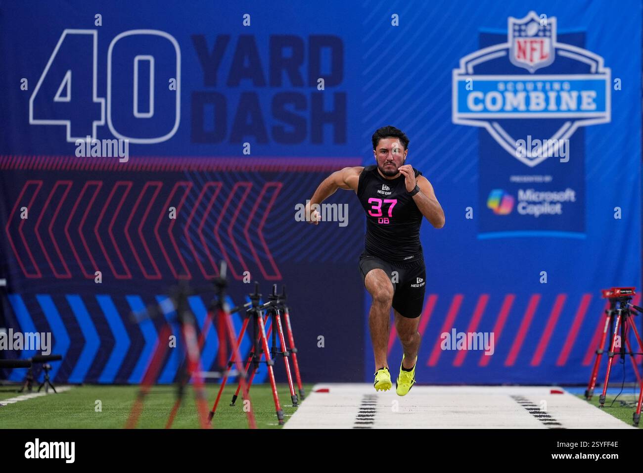 Iowa defensive back Sebastian Castro runs the 40-yard dash at the NFL ...