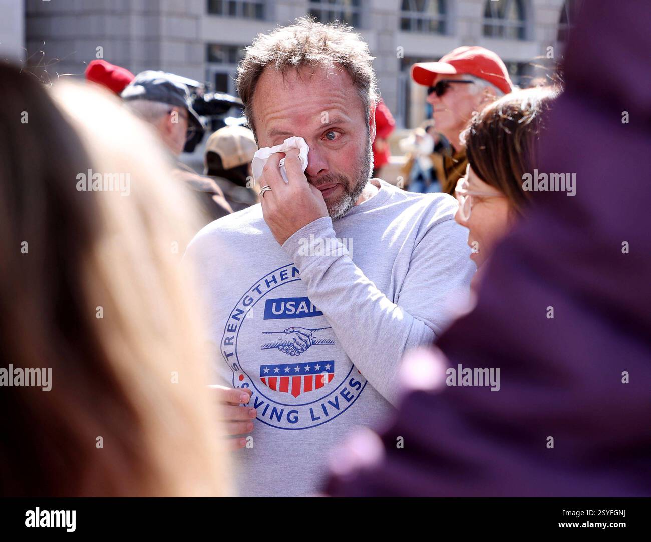 Poeple support USAID workers in Washington, District of Columbia, USA ...