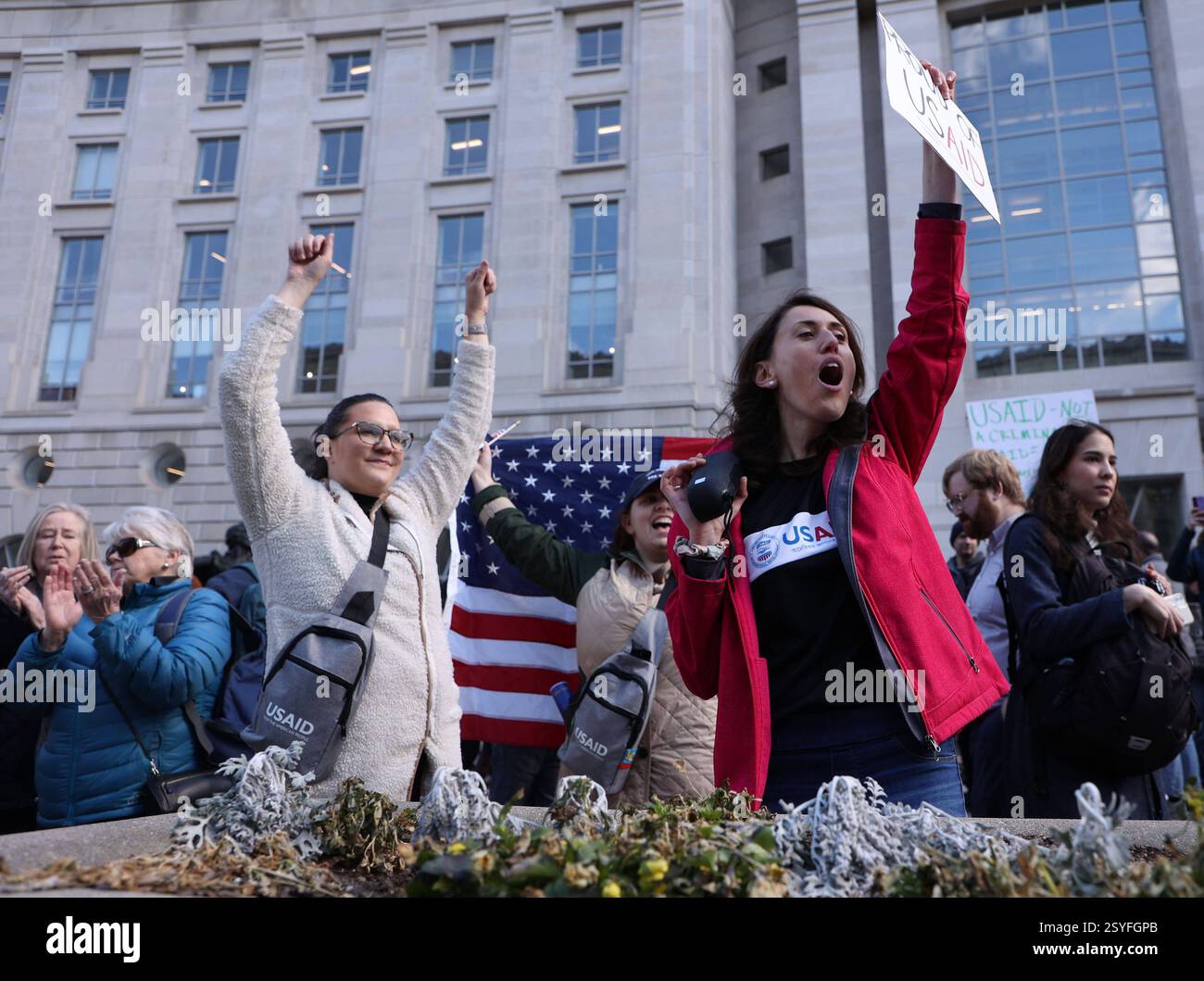 Poeple support USAID workers in Washington, District of Columbia, USA ...