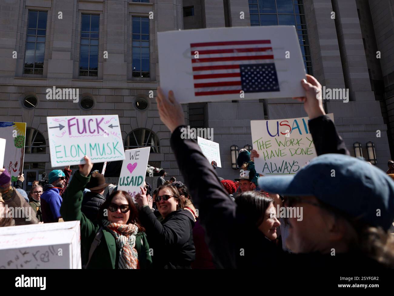 Poeple support USAID workers in Washington, District of Columbia, USA ...