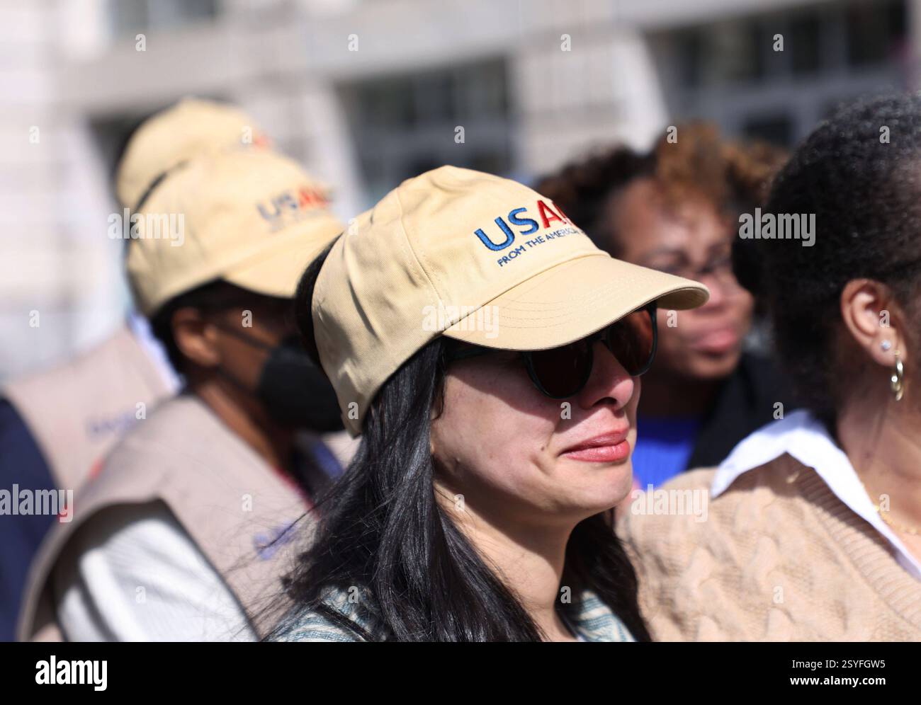 Poeple support USAID workers in Washington, District of Columbia, USA ...
