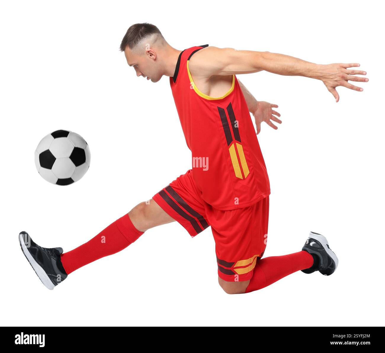 Kicking in jump on Cut Out Stock Images & Pictures - Alamy