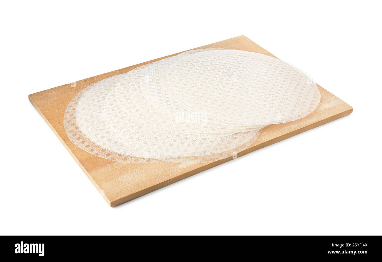 Edible rice paper sheets isolated on white Stock Photo - Alamy
