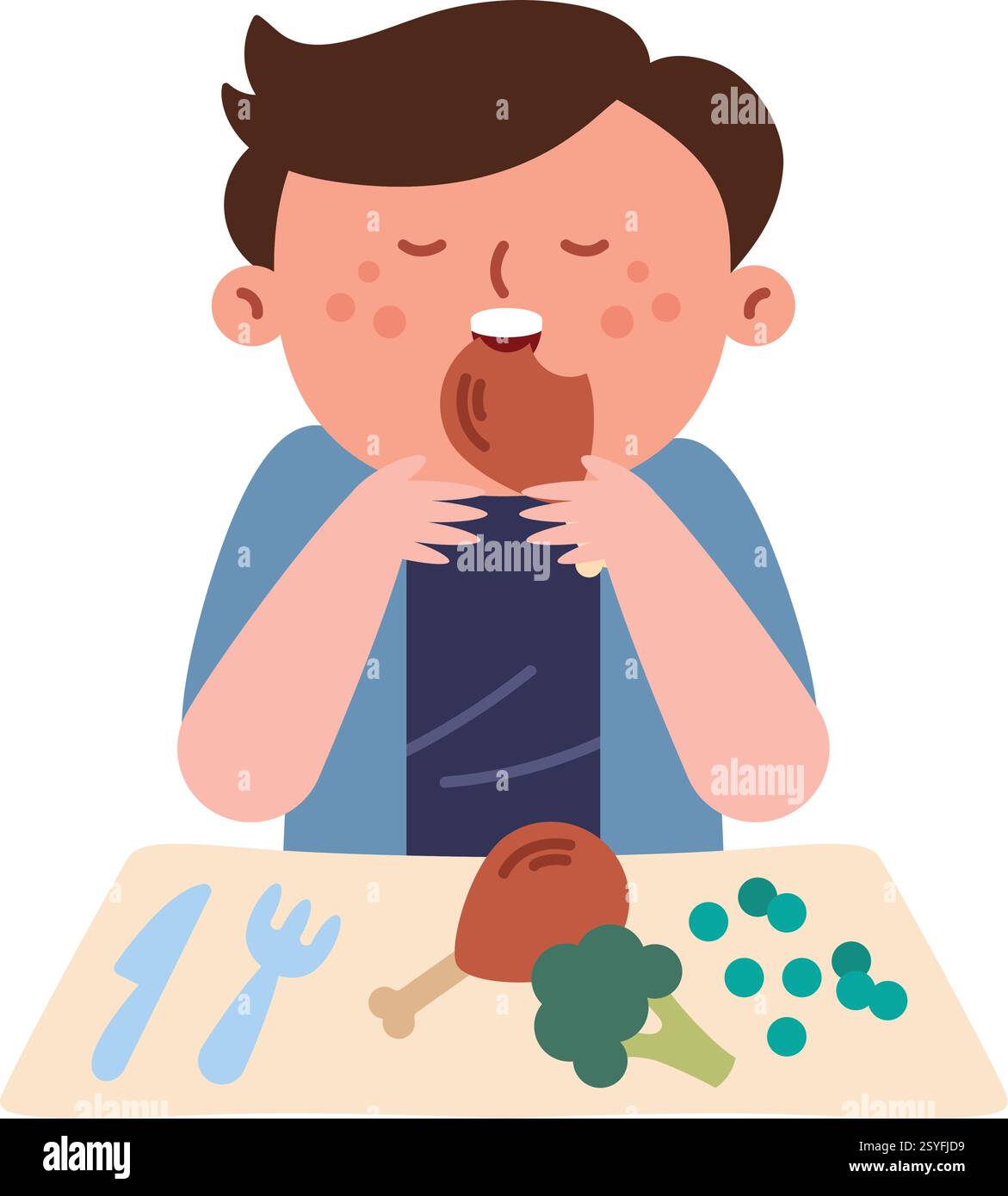 Kids Eating Healthy Meal Good Habits Stock Vector Image & Art - Alamy