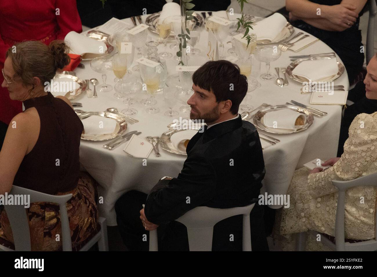 Danish musician Malte Ebert attends an evening party for ...