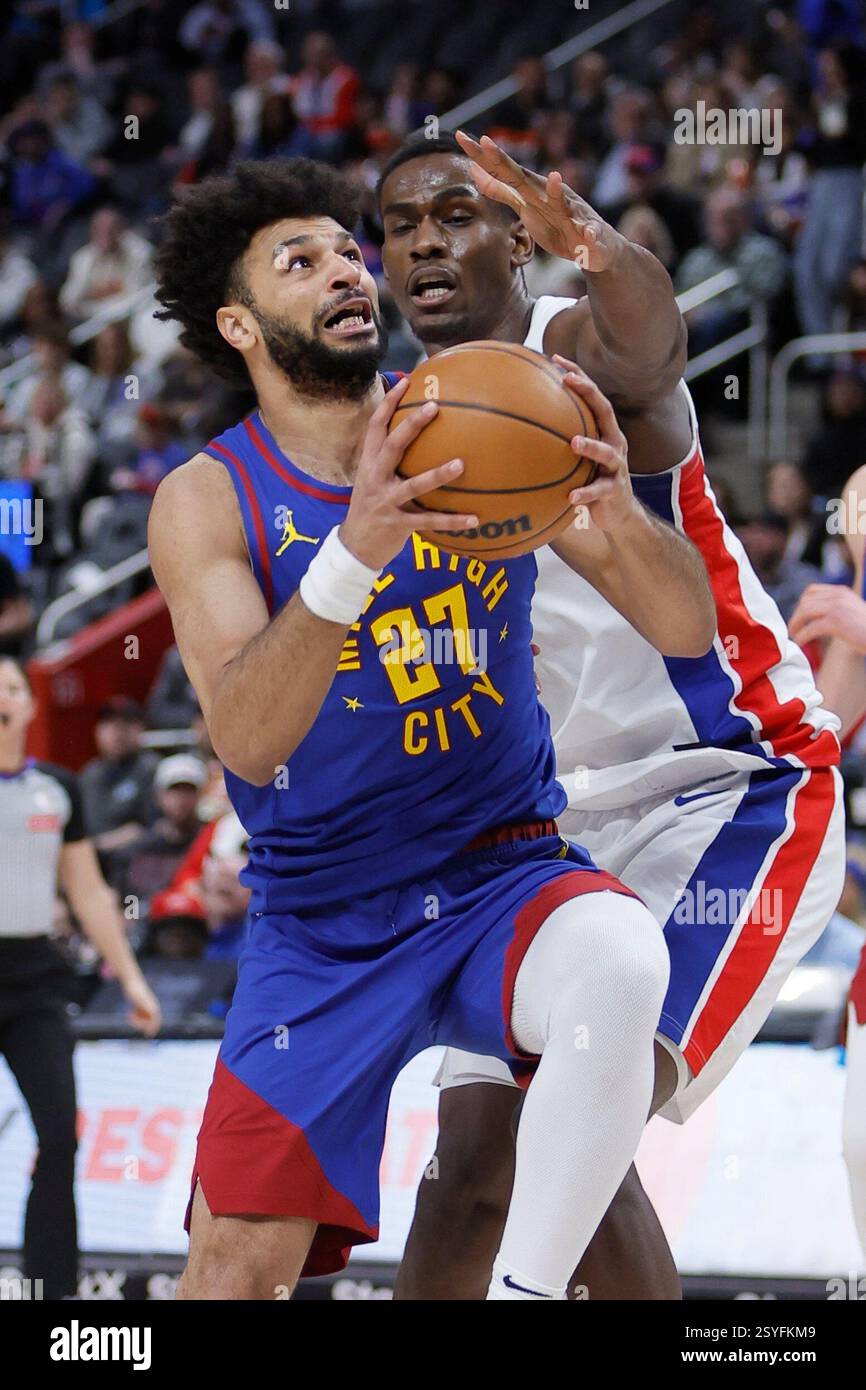 Denver Nuggets guard Jamal Murray (27) goes to the basket against ...