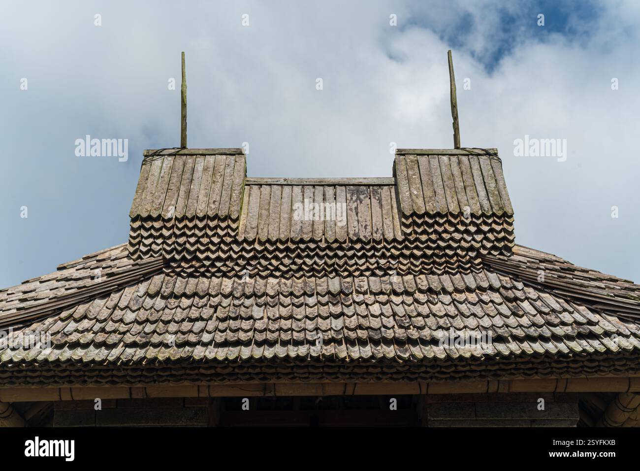 Traditional house roof in Penglipuran Village, Bali. Made from wood or ...