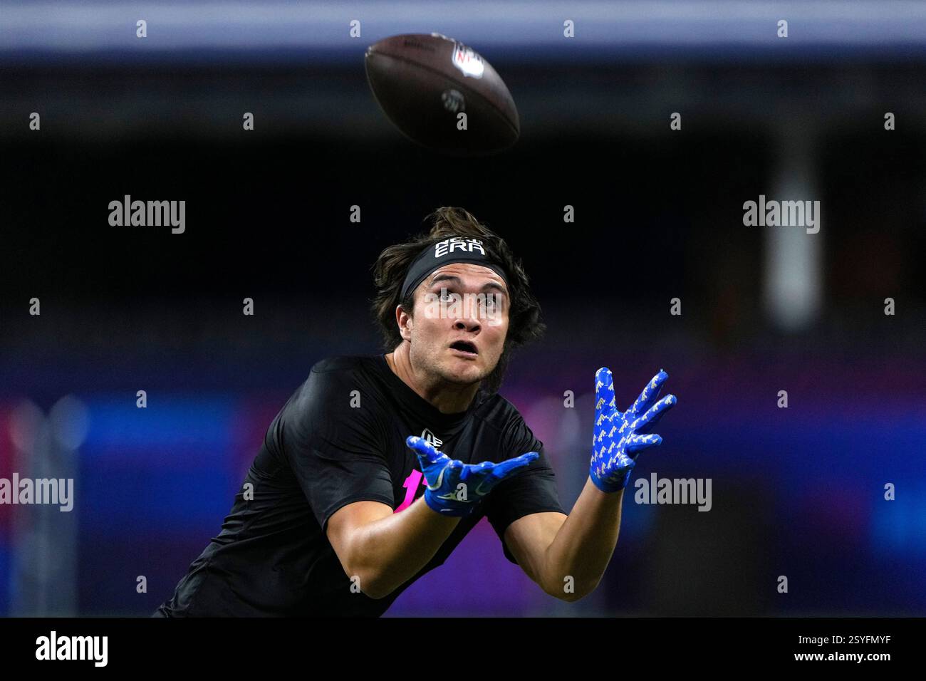 UCLA tight end Moliki Matavao participates in a drill at the NFL ...