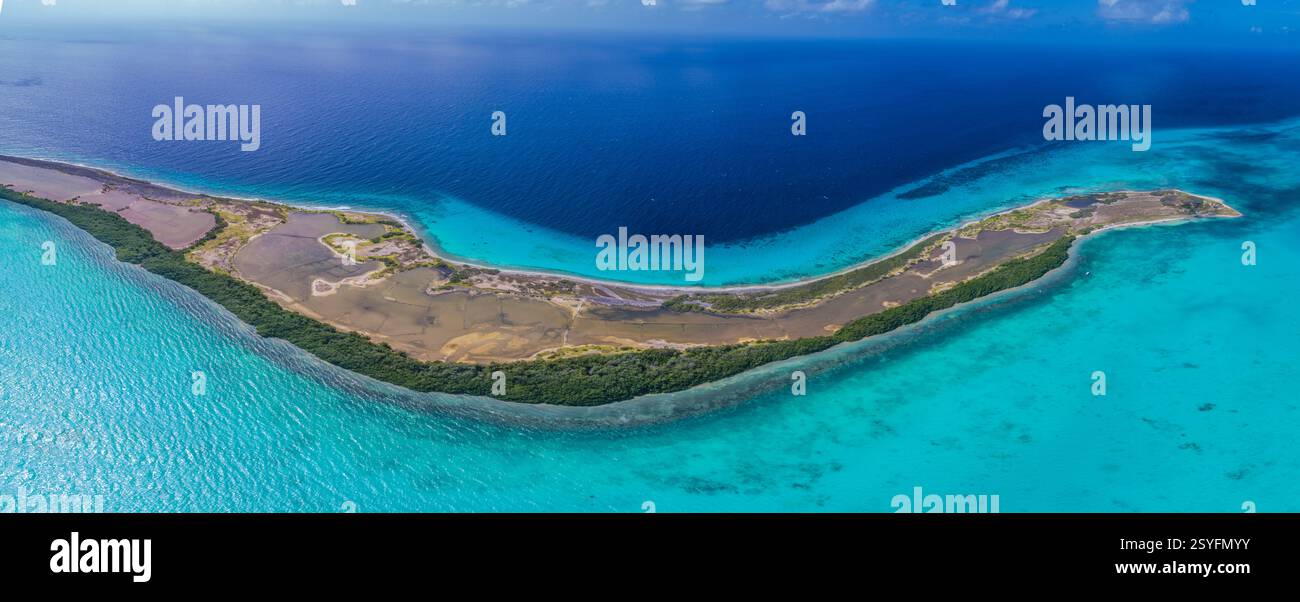 Aerial view Tropical beach of island Cayo Salt, Los Roques, Venezuela ...