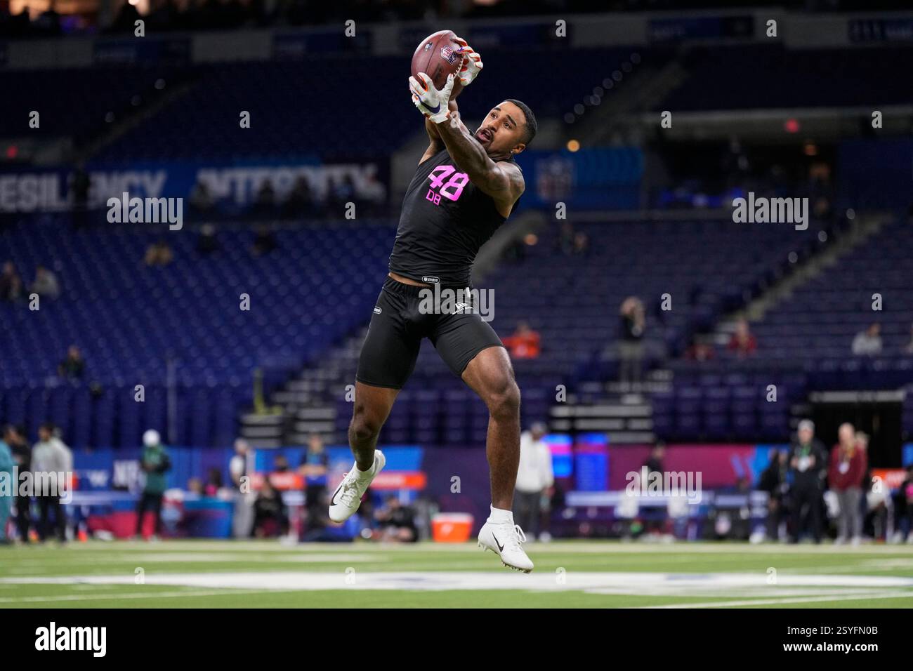 Virginia defensive back Jonas Sanker runs a drill at the NFL football ...